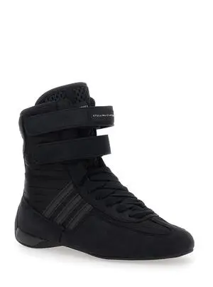 Stella McCartney Rasant' Black Sneakers With Strap Closure And Logo Detail On The Side In Tech Fabric - Multicolor