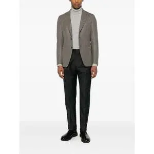 Tagliatore Houndstooth Virgin Wool Blazer - Cream
