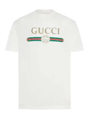 Gucci Cotton And Silk Jersey T-shirt With Print - White