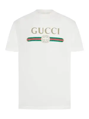Gucci Cotton And Silk T-shirt With Print - White
