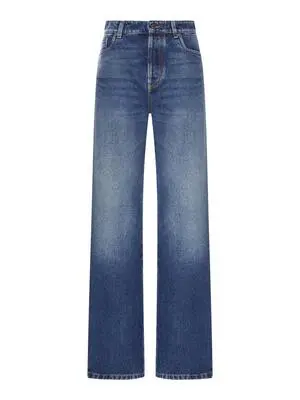 Miu Miu Wide-leg Jeans In Délavé-effect Denim - Blue
