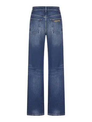 Miu Miu Wide-leg Jeans In Délavé-effect Denim - Blue
