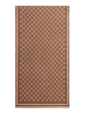 Gucci Double Side Gg Wool Scarf - Brown