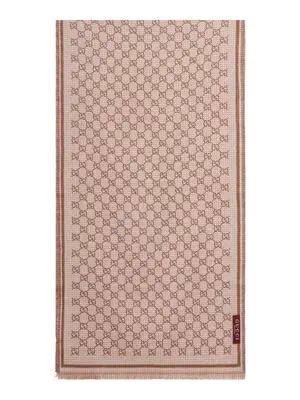 Gucci Double Side Gg Wool Scarf - Brown