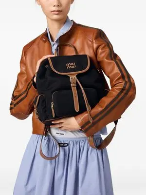 Miu Miu Canvas And Leather Large Backpack