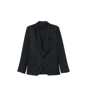 Tagliatore Virgin Wool Herringbone Blazer - Blue