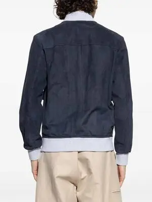 Eleventy Leather Jacket With Pocket And Buttons