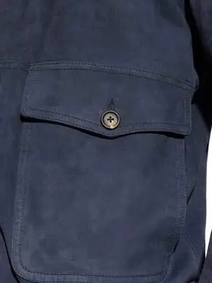 Eleventy Leather Jacket With Pocket And Buttons