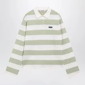 Miu Miu Striped Jersey Polo Shirt - Pink