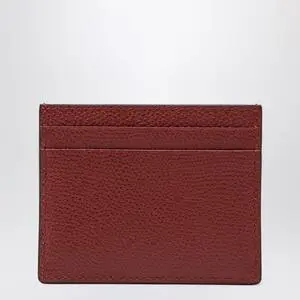 Valentino Garavani Vlogo Signature Card Holder In Grained Calfskin, Russet - Red