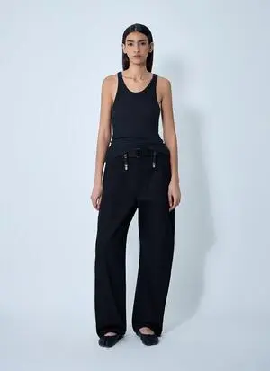 LEMAIRE Suspender Hem Wool Tank Top - Black