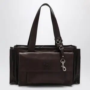 Miu Miu Utilitaire Shopping Bag In Antique-effect Lambskin, Burnt - Brown