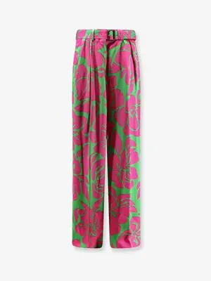 Dries Van Noten Peaches Viscose Trousers - Green