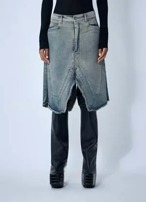 Rick Owens Slivered Denim Skirt - Multicolor