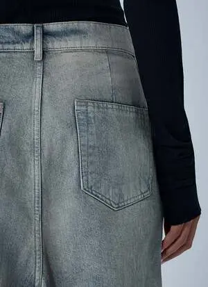 Rick Owens Slivered Denim Skirt