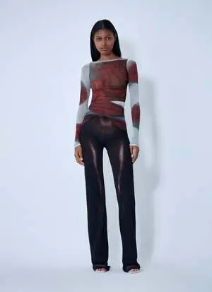JEAN PAUL GAULTIER Blurry Roses Mesh Tank Top - White
