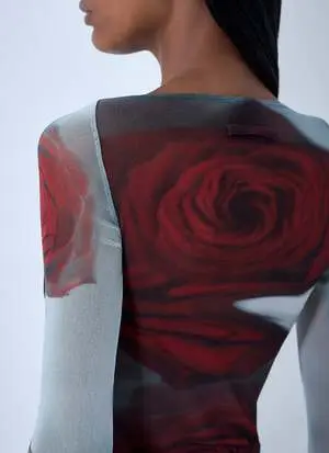 JEAN PAUL GAULTIER Blurry Roses Mesh Tank Top - White