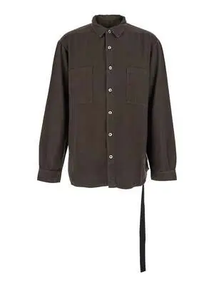 Rick Owens Brown Classic Collar Shirt With Lace Detail In Cotton - Multicolor