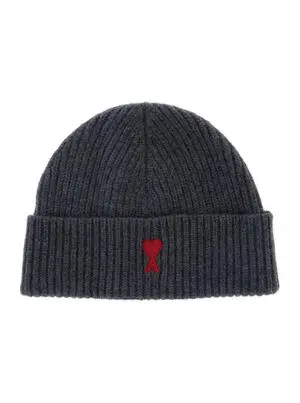 AMI Paris AMI PARIS Wool ADC Embroidered Beanie Gray