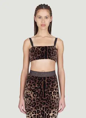 Dolce & Gabbana Leopard Print Crop Top - Brown