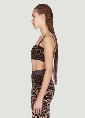 Dolce & Gabbana Leopard Print Crop Top - Brown