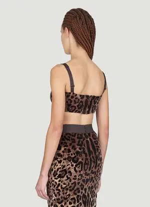 Dolce & Gabbana Leopard Print Crop Top - Brown