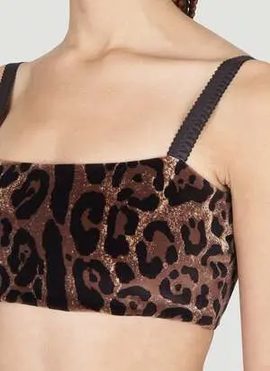 Dolce & Gabbana Leopard Print Crop Top - Brown