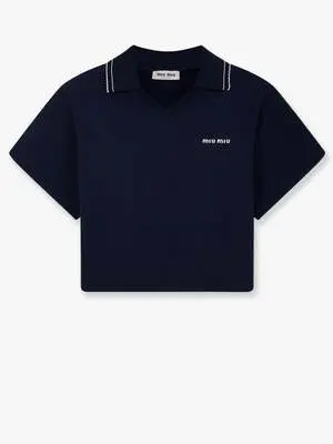 Miu Miu Cotton Sweatshirt With Logo Embroidery - Multicolor