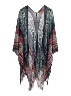 Missoni Cape With Multicolored Motif And Tech Fabric, Multicolored - Multicolor
