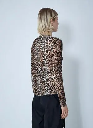 GANNI Printed Mesh Top - Brown