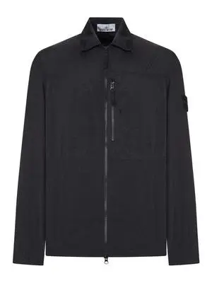 Stone Island Nylon Overshirt With Badge - Black