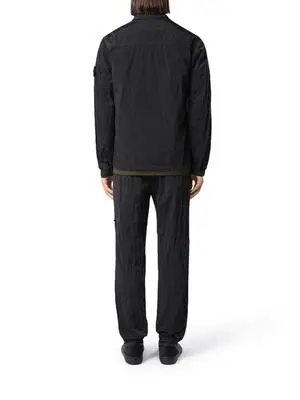 Stone Island Nylon Overshirt With Badge - Black