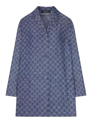Gucci Gg Jacquard Cotton Denim Jacket - Blue