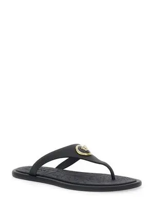 Versace Rubber Medusa Detail Slides - Black