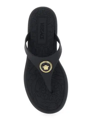 Versace Rubber Medusa Detail Slides - Black