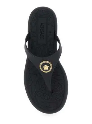 Versace Rubber Medusa Detail Slides - Black