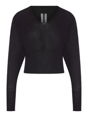 Rick Owens Cropped V-neck Sweater - Black