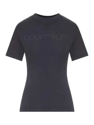 COURREGES Waisted Printed T-shirt - Black