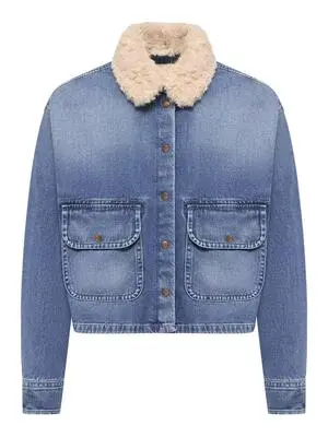 Moncler Denim Shirt With Teddy Trim