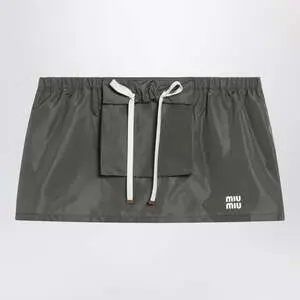 Miu Miu Tela Tec Miniskirt With Front Pocket - Green