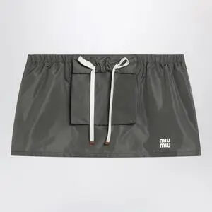 Miu Miu Tela Tec Miniskirt With Front Pocket - Green