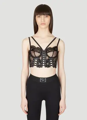 Dolce & Gabbana Floral Lace Bralette Top - Black