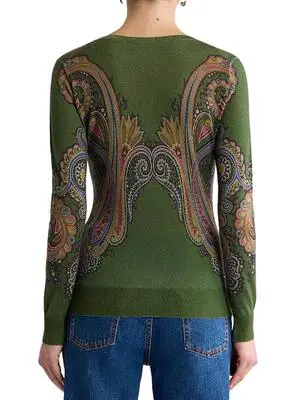 Etro Silk And Cashmere Paisley Sweater - Green