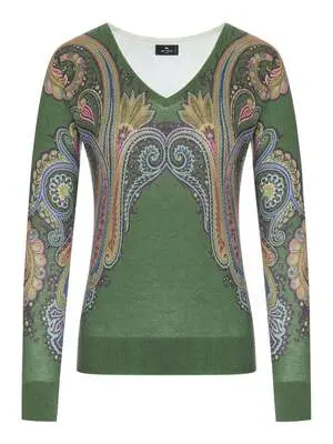 Etro Paisley Silk Cashmere Sweater - Green
