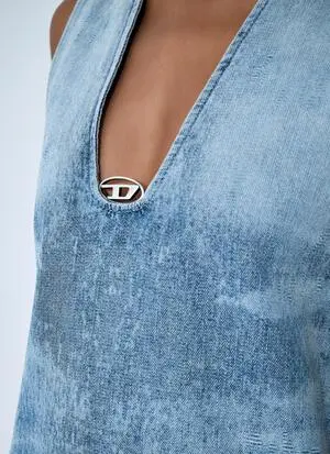 DIESEL® Denim V-neck Sleeveless Dress - Blue