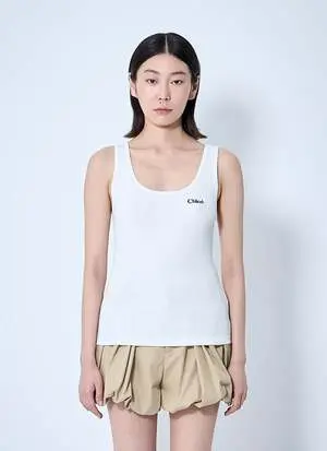 Chloé Logo Motif Jersey Tank Top - White