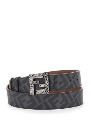 Fendi Brown Reversible Belt With Ff Buckle Closure In Leather