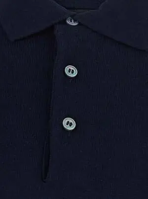 Tagliatore Blue Sweater With Polo Style Collar In Wool Blend For