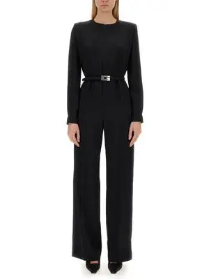 Gucci Viscose Jumpsuit With Belt - Black