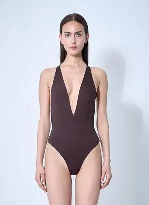 Max Mara Cristel Belted Swimsuit - Brown